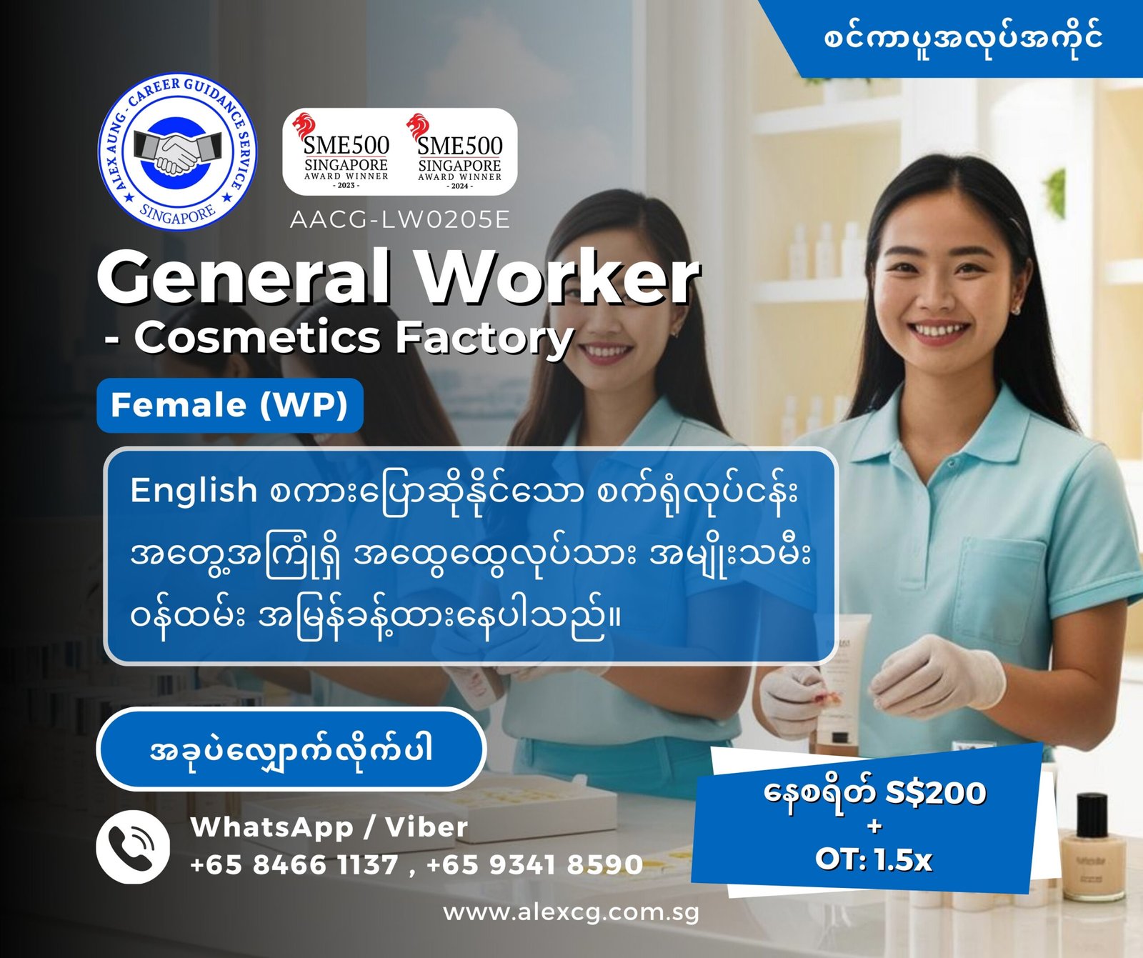 General Worker - Cosmetics Factory (WP) – Alex Aung - Career Guidance ...