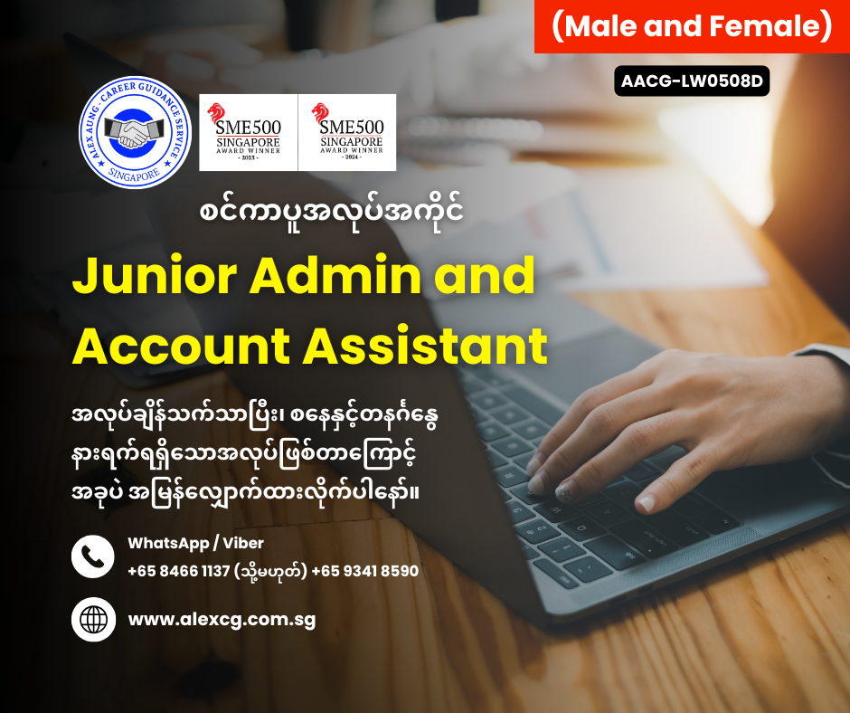 Junior Admin and Account Assistant – Alex Aung - Career Guidance Service