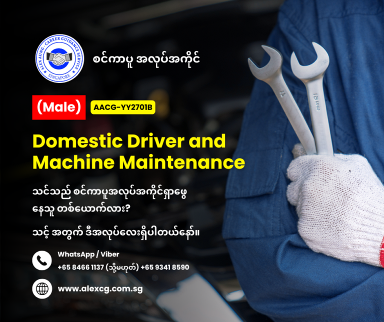 Domestic Driver and Machine Maintenance – Alex Aung - Career Guidance ...